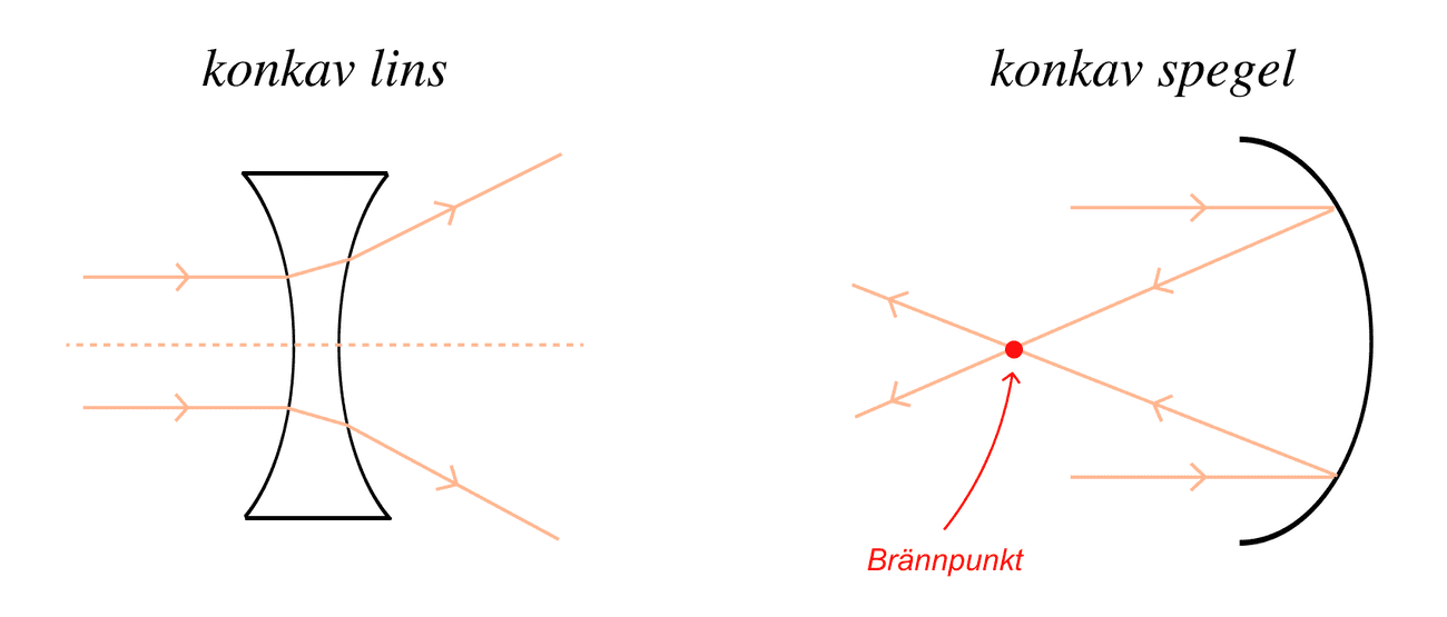 Vad är skillnaden mellan konkav och konvex reflektion?